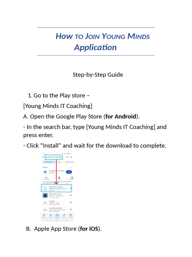 Join Young Minds App Guide | PDF | Google Play | Ios