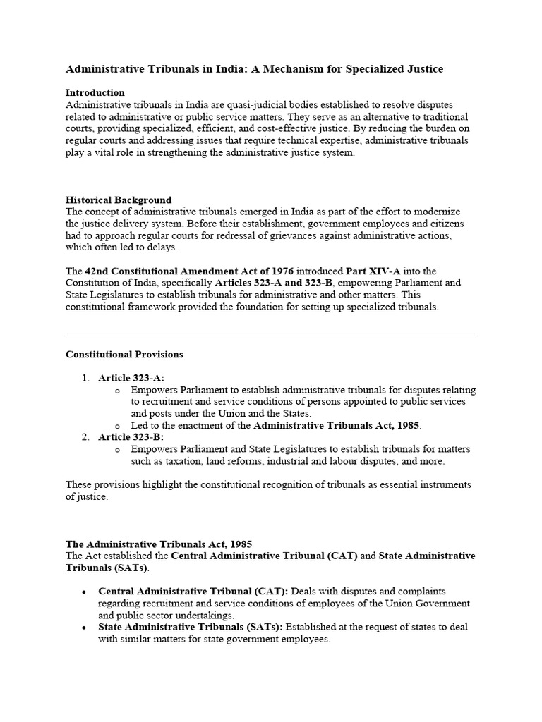 Administrative Tribunals in India | PDF | Tribunal | Supreme Courts
