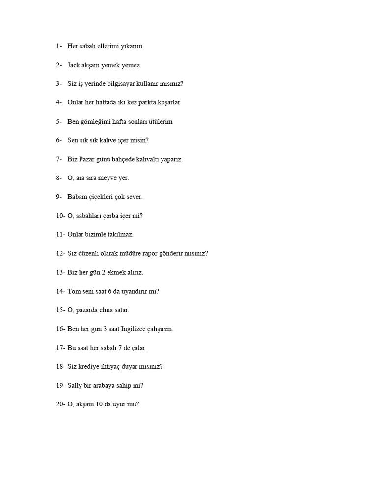 Simple Present Tense Translation 3 | PDF