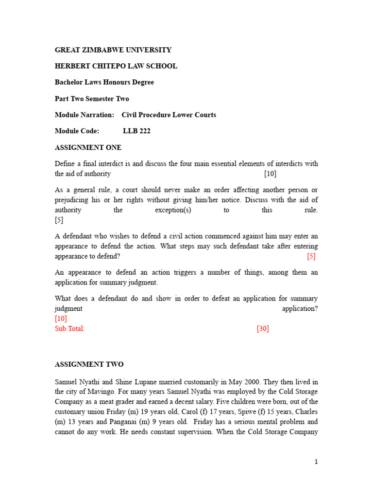 Civil Porcedure Assignment 2021 | PDF | Justice | Crime & Violence