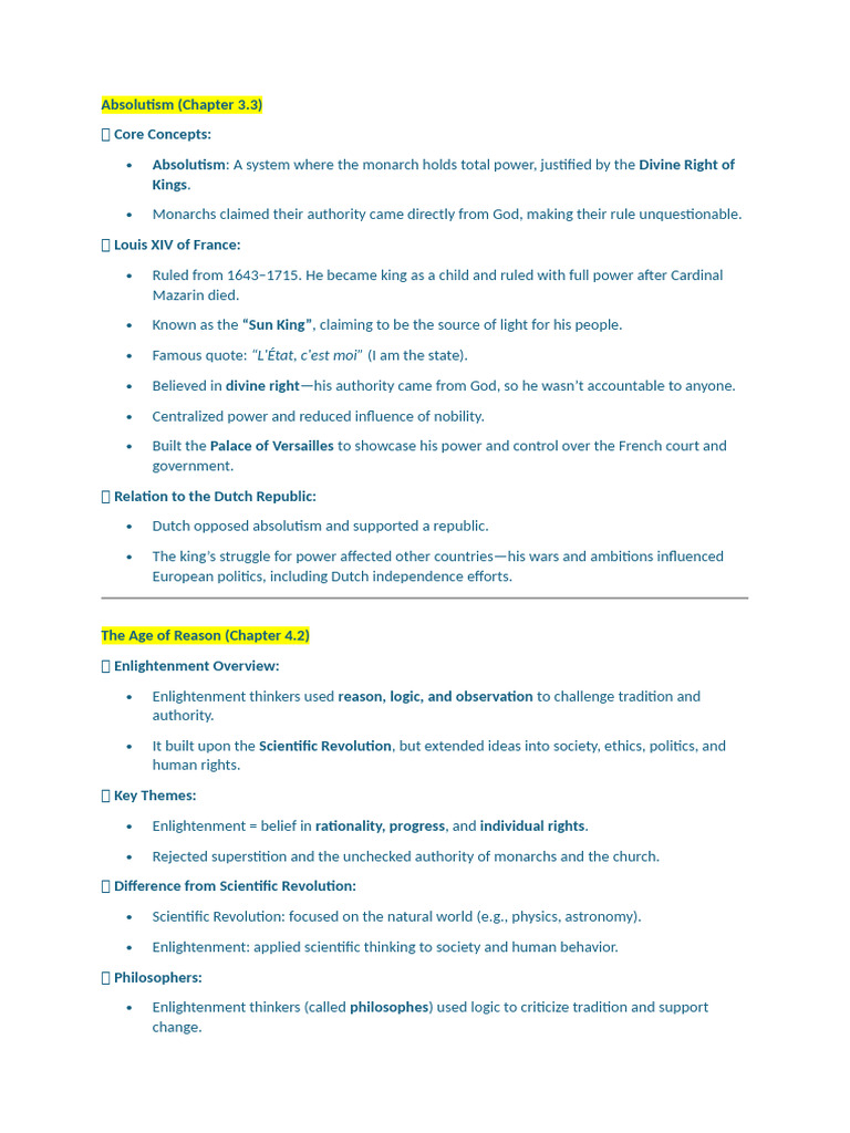 Summary Chapter 4 and 5 French Revolution | PDF | Age Of Enlightenment ...