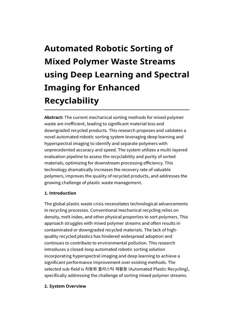 Automated Robotic Sorting of Mixed Polymer Waste Streams Using Deep ...