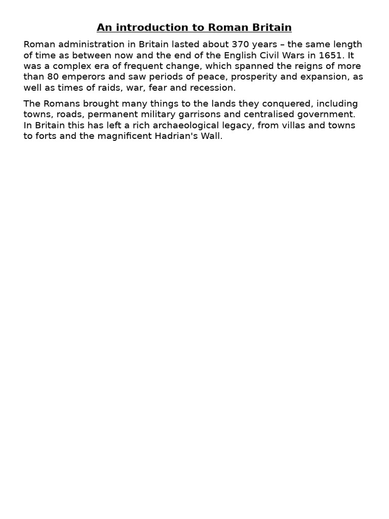 An Introduction To Roman Britain | PDF