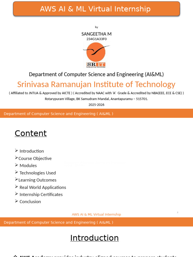 AWS AI & ML Virtual Internship Overview | PDF | Machine Learning ...