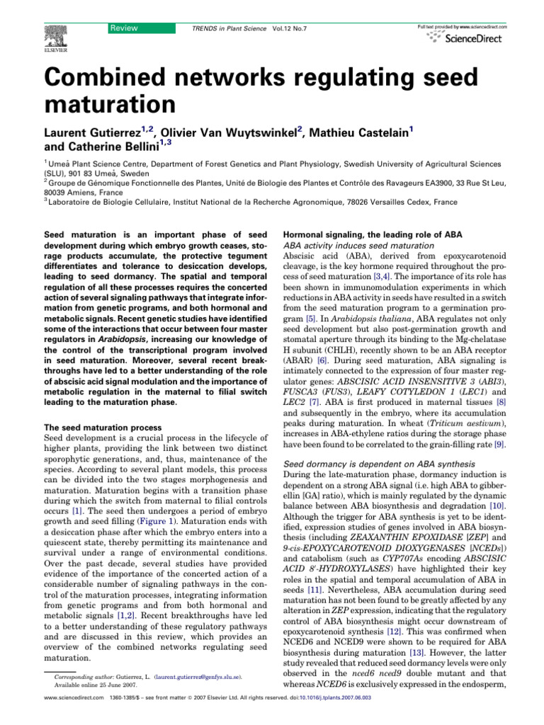 Trends in Plant SC 2007 | PDF | Developmental Biology | Seed