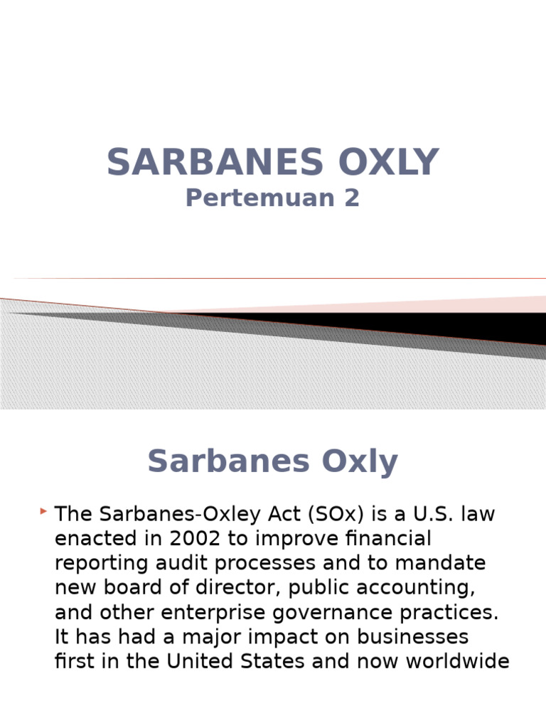 Sarbanes Oxly and Role of Internal Auditor | PDF | Sarbanes–Oxley Act | Audit