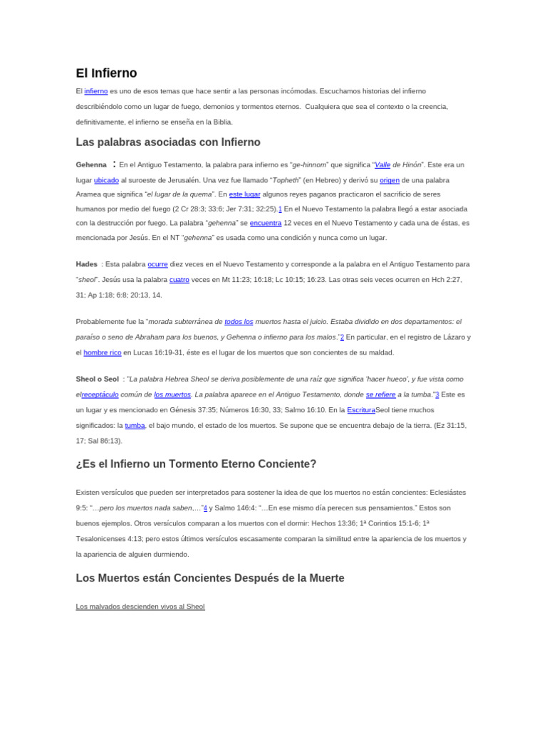 El Infierno | PDF | Infierno | Parábolas de Jesús