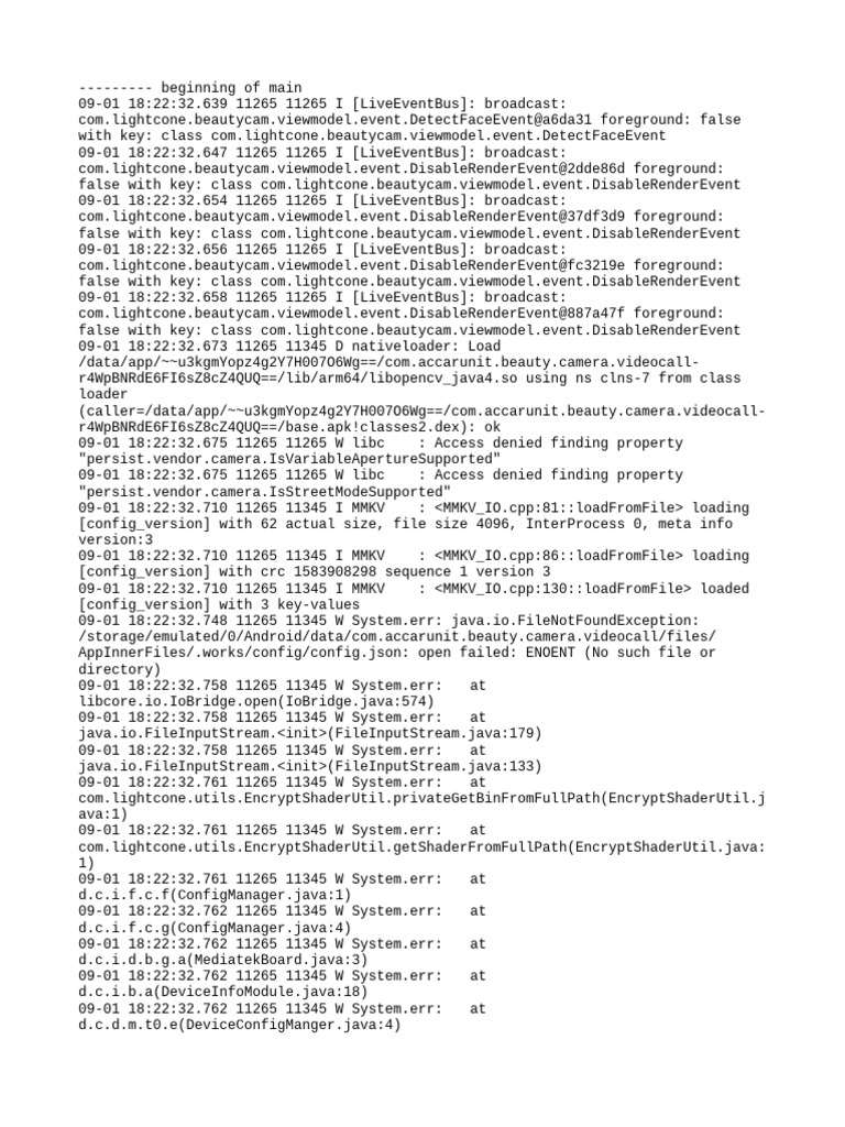 Com - Accarunit.beauty - Camera.videocall Logcat | PDF | Java ...