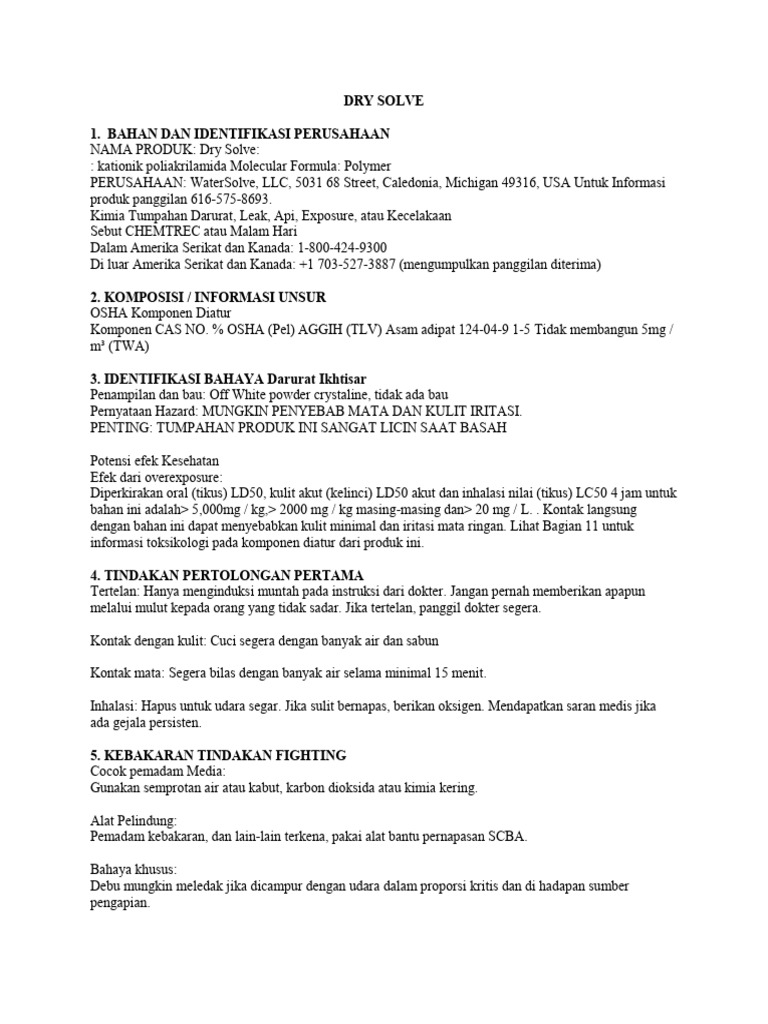 Msds Dry Solve | PDF