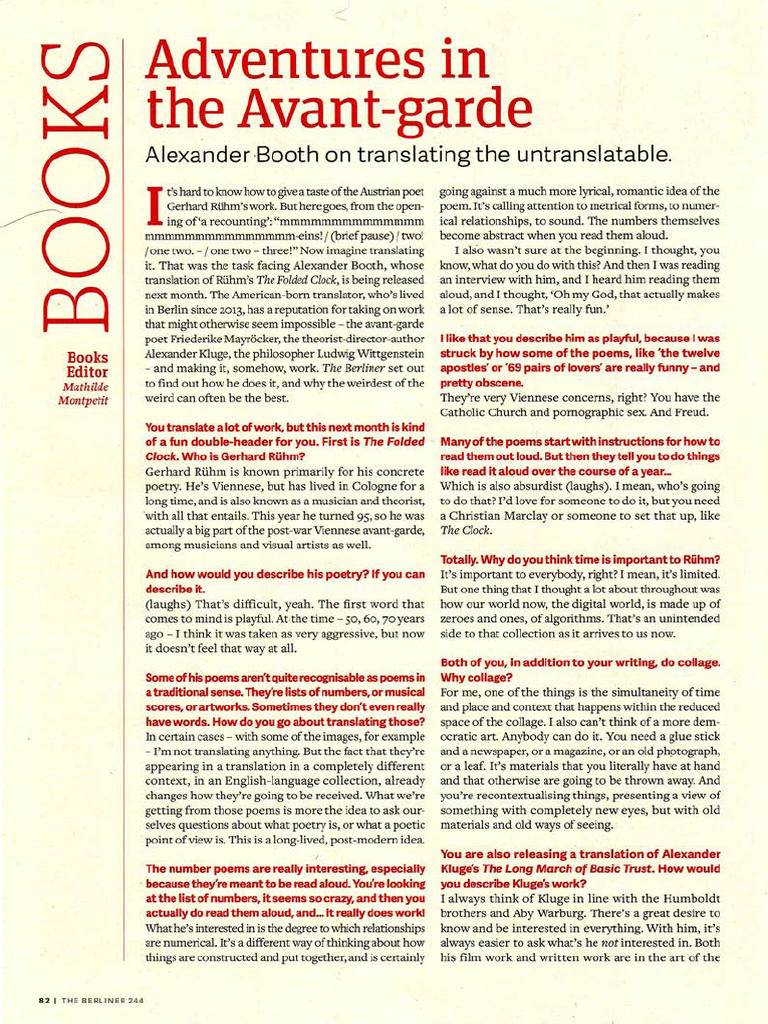 Interview With Alexander Booth | PDF