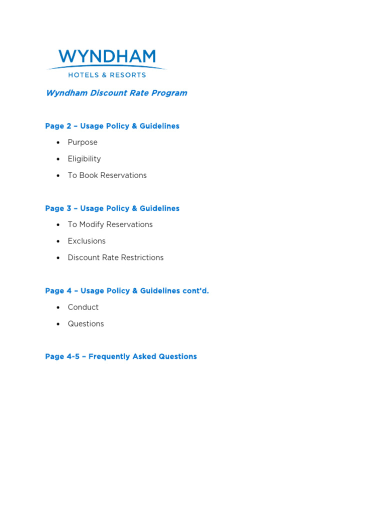 Wyndham Discount Rate Program Guide | PDF | Hotel | Franchising