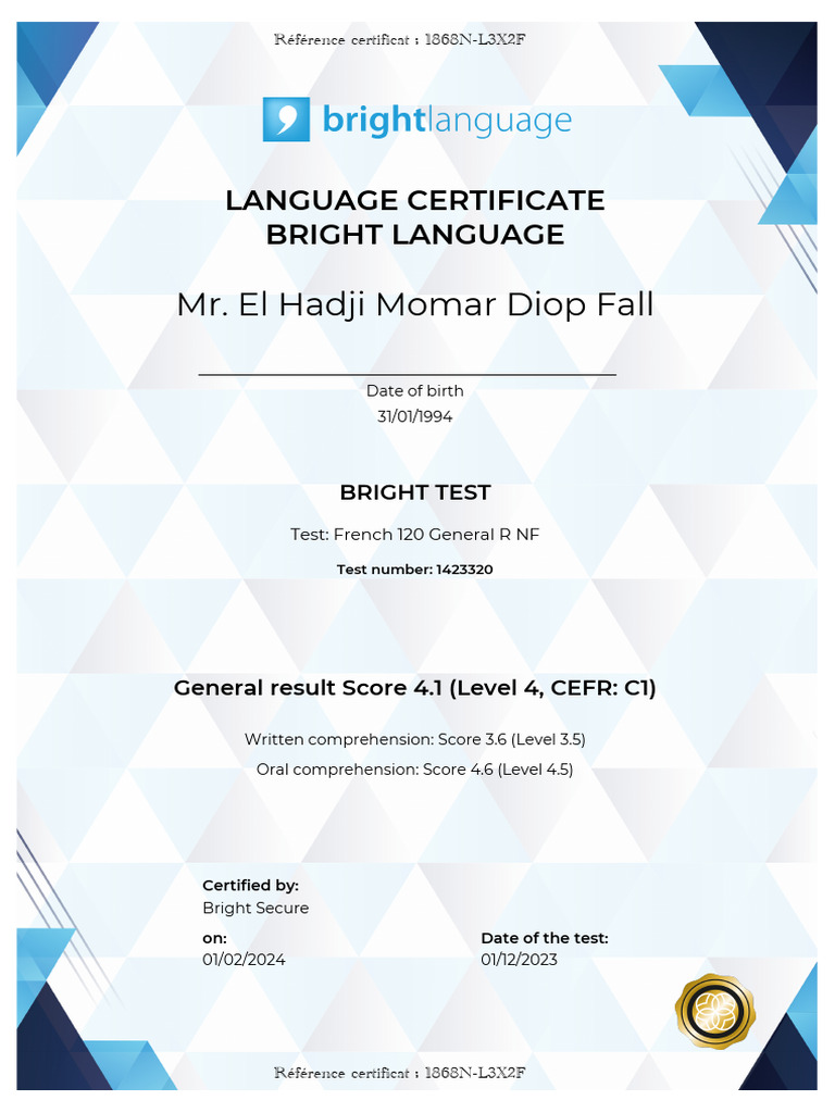 Bright Cert 1868N-L3X2F | PDF