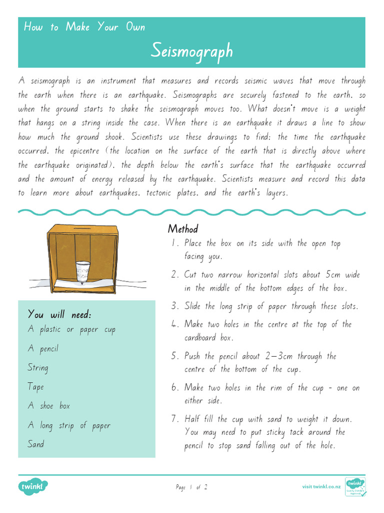 Nz2 T 63 How To Make Your Own Seismograph Activity Sheet Ver 6 | PDF ...