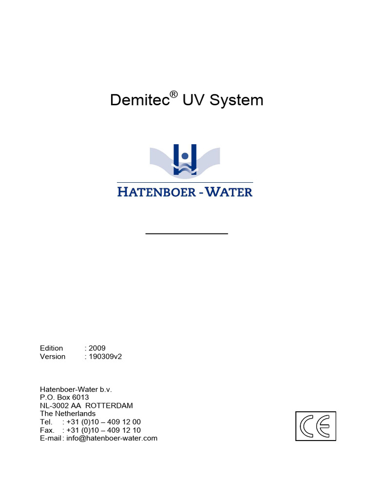 Demitec® UV System User Manual | PDF | Electrical Connector | Ultraviolet