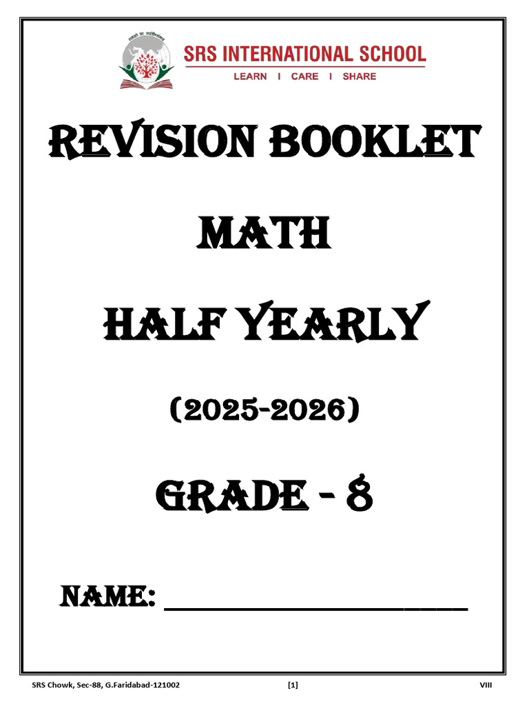 Grade 8 Math Half-Yearly Revision 2025 | PDF | Numbers | Mathematics