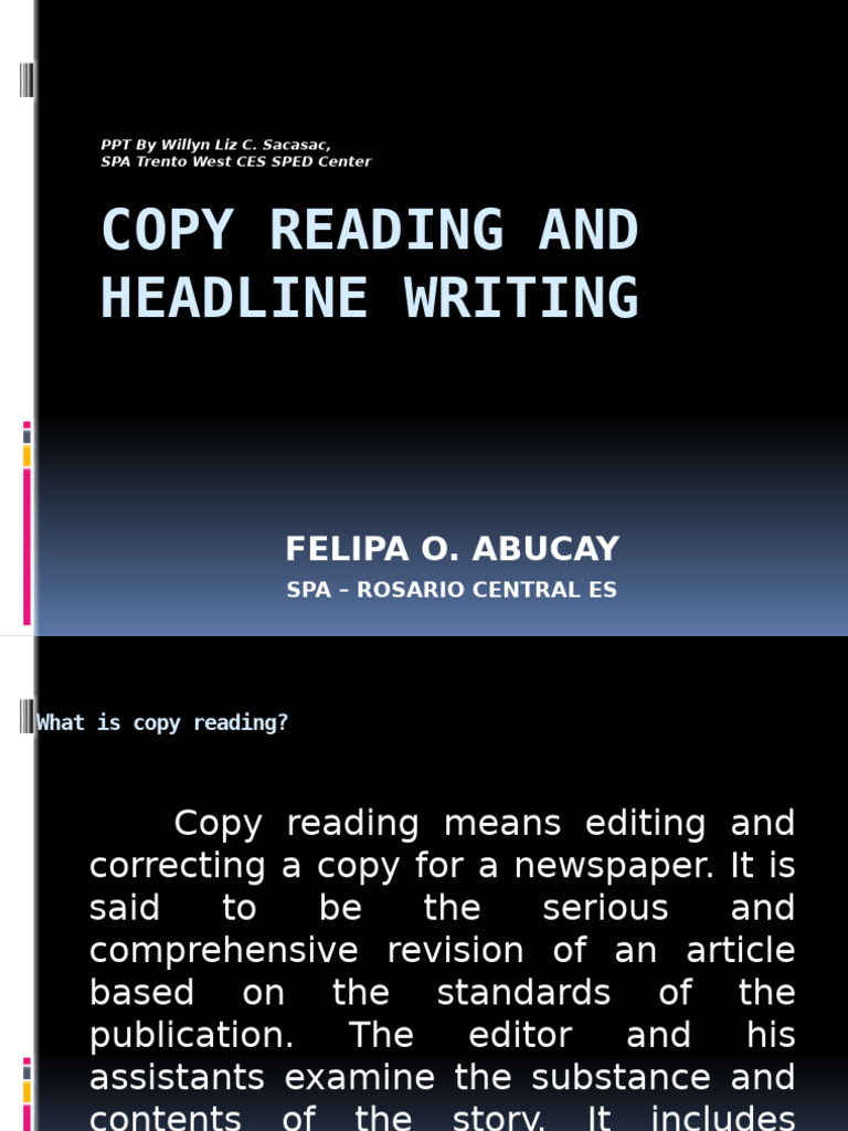 Copy Reading and Headline Writing Guide | PDF | Typefaces | Symbols