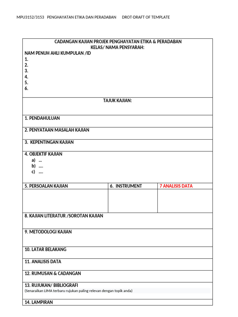 Draft Template DROT | PDF