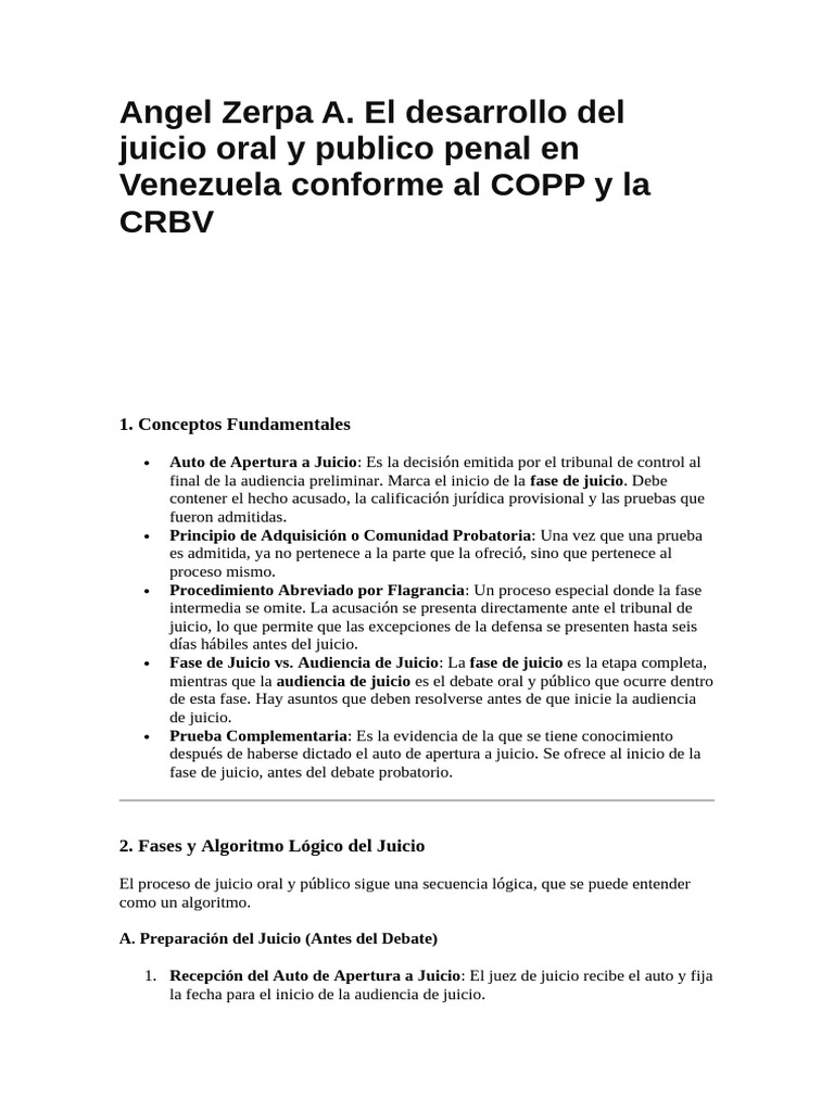 Angel Zerpa A El Desarrollo Del Juicio Oral y Publico Penal en ...