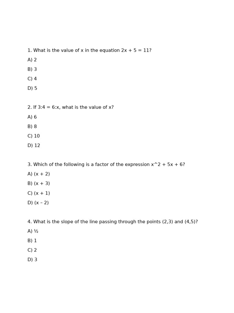 Maths Questions 1.1 | PDF