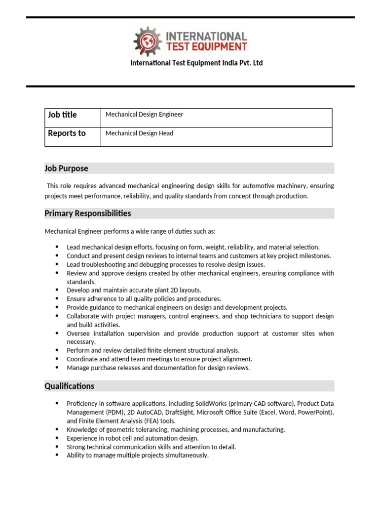 ITE - Mechanical Engineer | PDF | Mechanical Engineering | Engineering