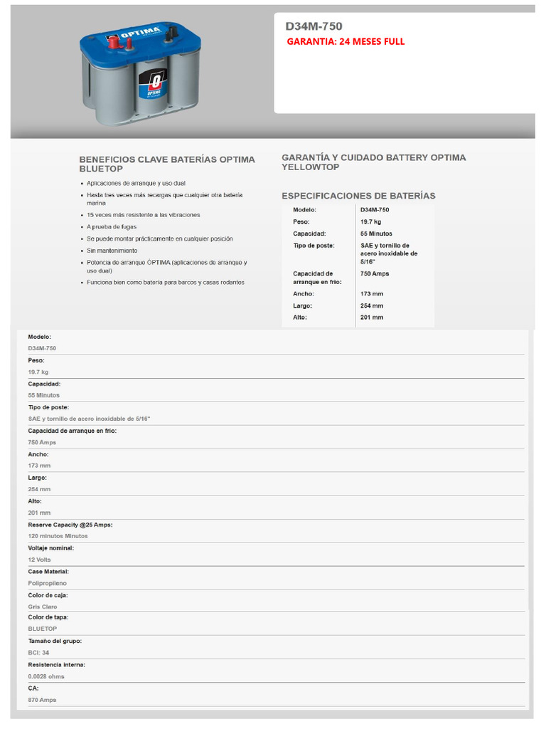 Catalogo Optima d34m-750 24 Meses Full | PDF