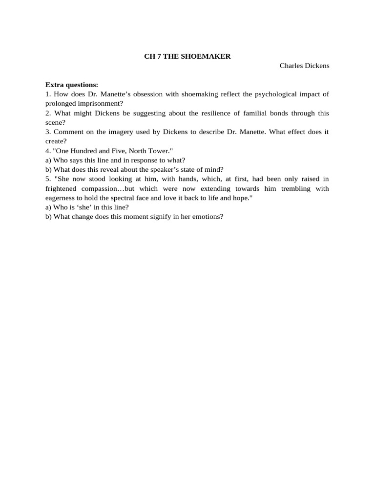 1757948726extra Questions The Shoemaker | PDF