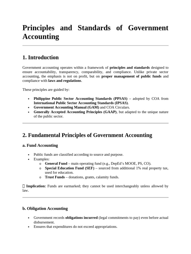 Government Accounting Principles and Standards | PDF | Accounting ...