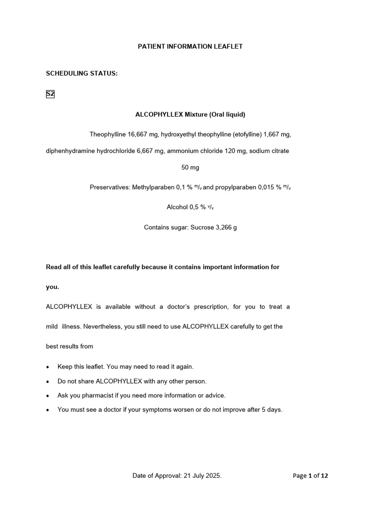 Adult Dosage for Alcophyllex Cough Syrup | PDF | Heart | Medical ...