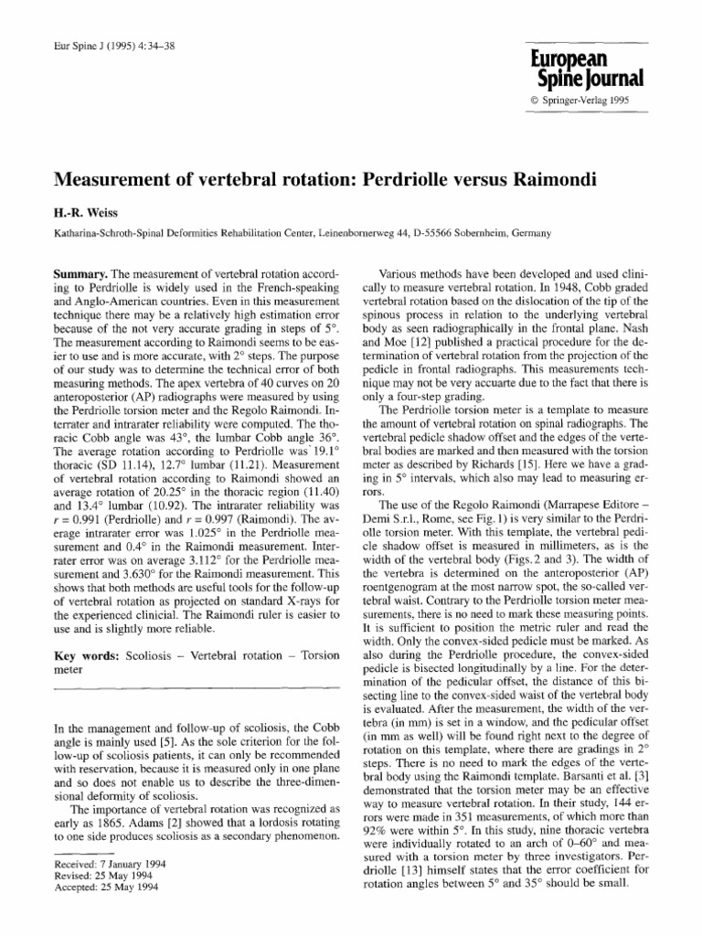 Measurement of Vertebral Rotation Perdriolle Versus Raimondi LLLLLLLLLL ...