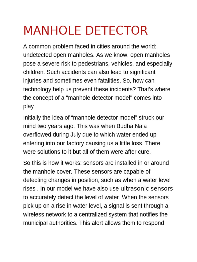 Manhole Detector | PDF