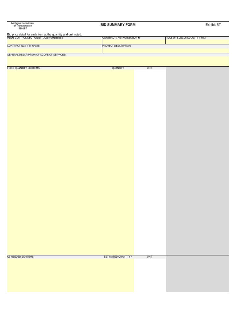 MDOT Bid Summary and Tabulation Form | PDF | Prices | Business