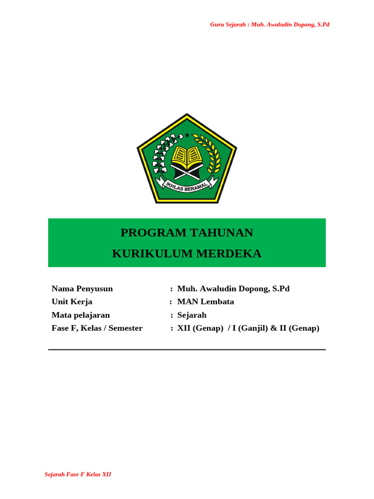 Program Tahunan Sejarah Kelas XII | PDF