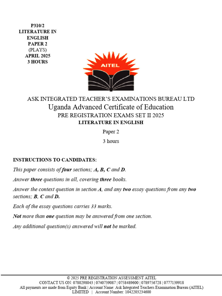 Literature Exam Paper 2: A-Level 2025 | PDF | Richard Iii Of England