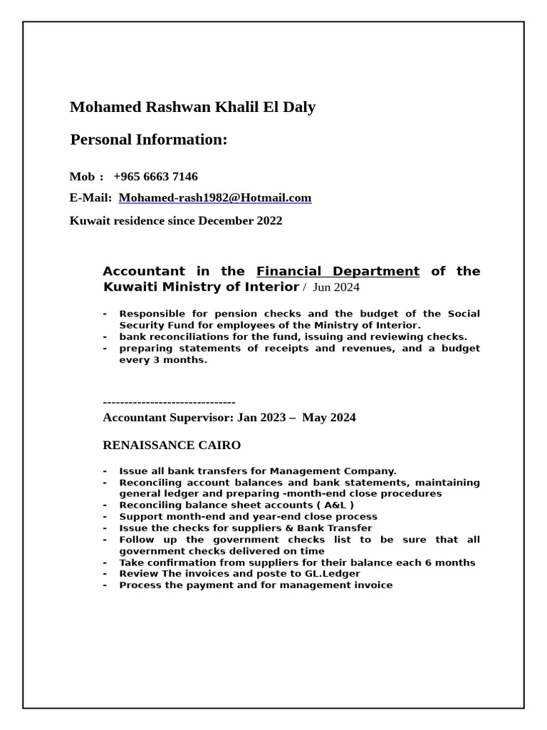 Mohamed Rashwan Khalil El Daly Personal Information:: Mob: +965 6663 ...