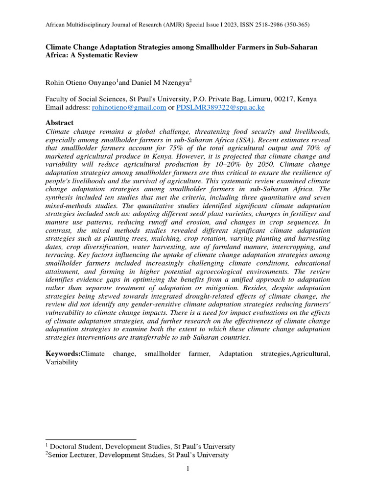 Climate Change Adaptation Strategies Amo | PDF | Crop Rotation ...