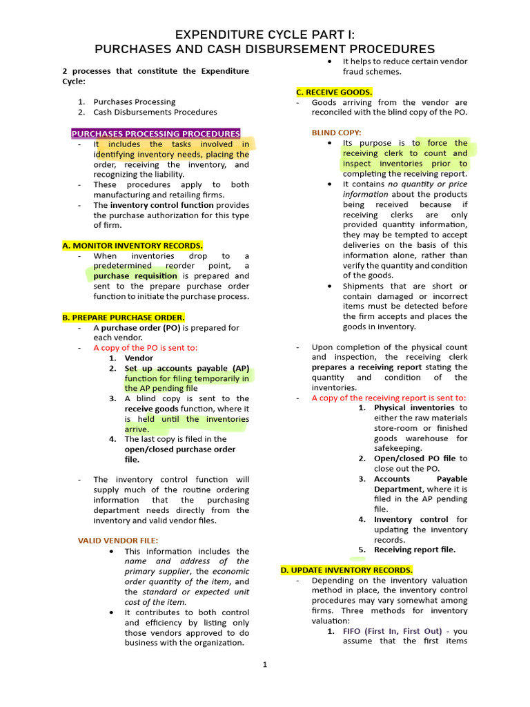 Expenditure Cycle: Purchases & Payments | PDF | Accounts Payable | Voucher