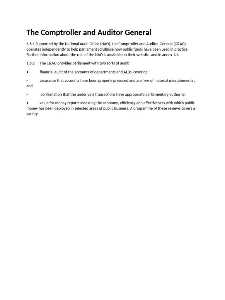 The Comptroller and Auditor General | PDF