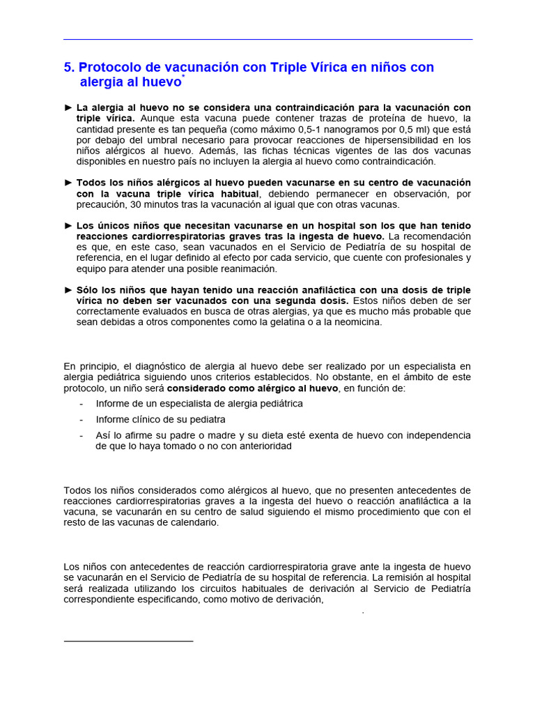Protocolo de Vacunación Con Triple Vírica en Niños | PDF | Alergia ...
