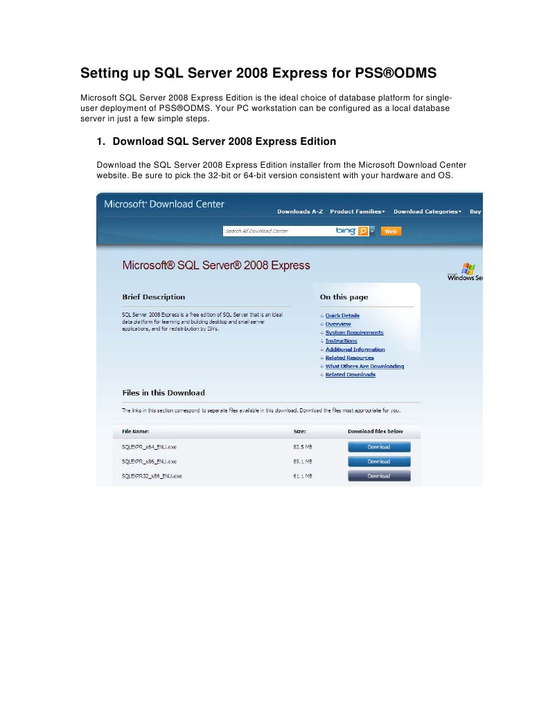 SQL Server 2008 Express Setup | PDF | Microsoft Sql Server | 64 Bit ...