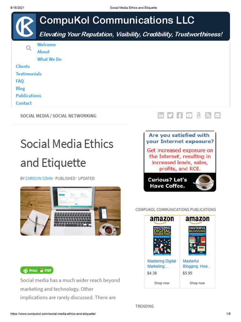 Social Media Ethics and Etiquette Guide | PDF | Social Media | Popular ...