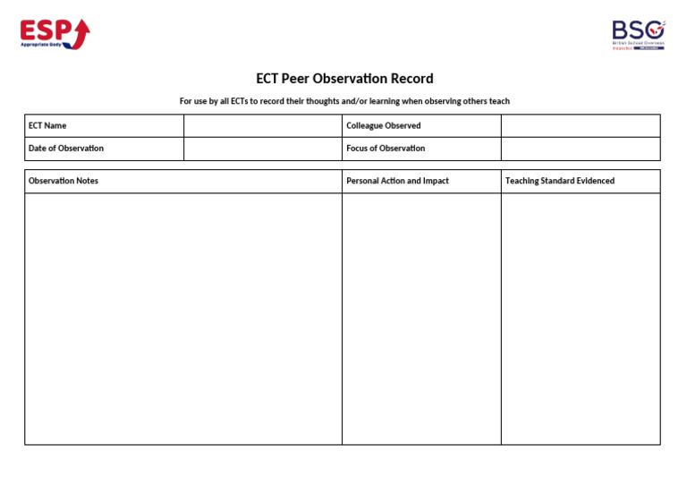 ECT Peer Observation Record Template | PDF