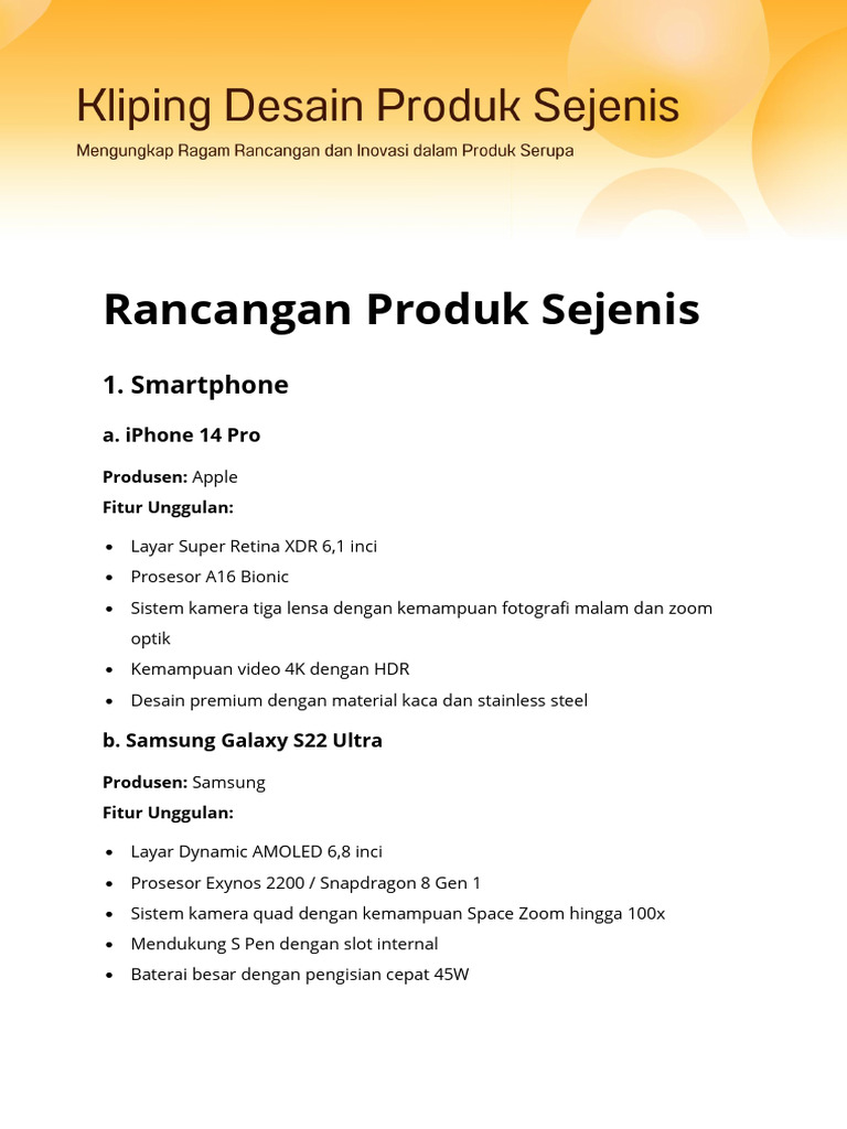 Kliping Rancangan Produk Sejenis | PDF