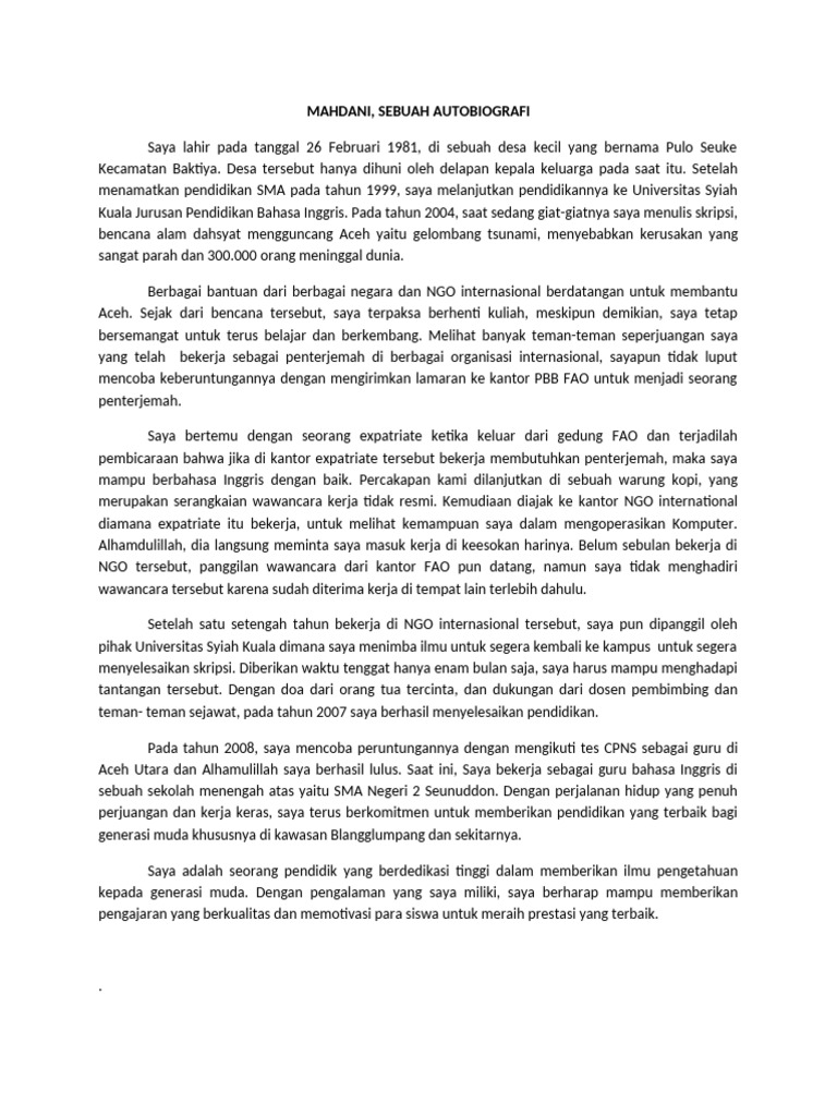 Perjalanan Hidup Mahdani sebagai Pendidik | PDF