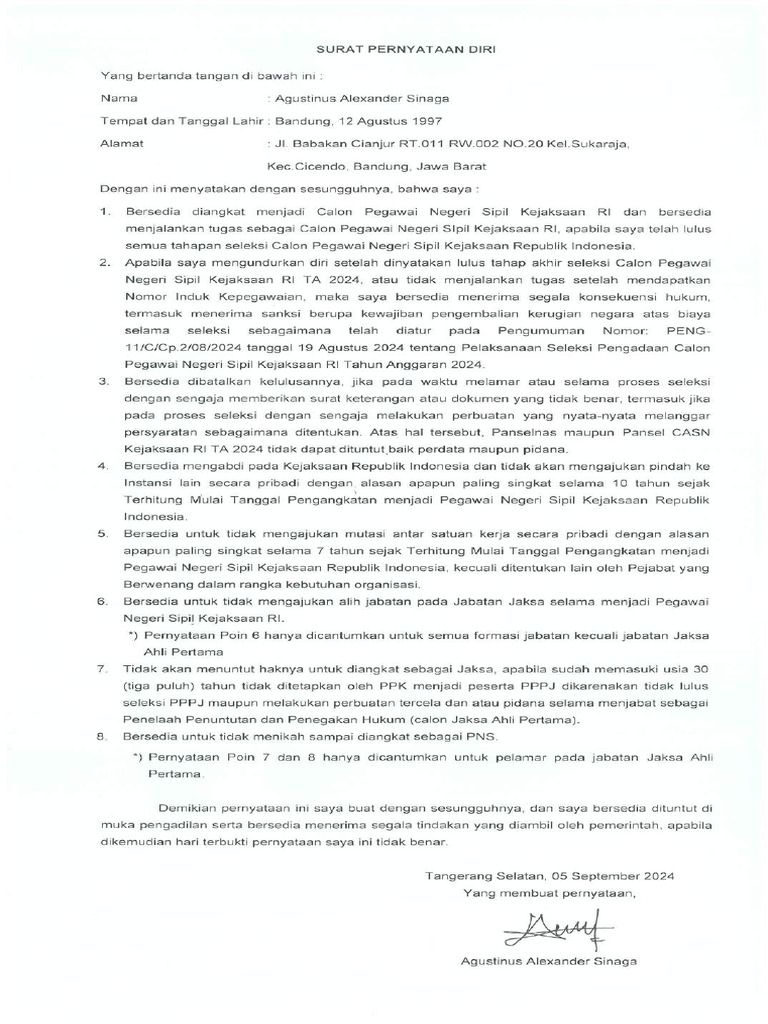 Scan Surat Pernyataan Diri | PDF