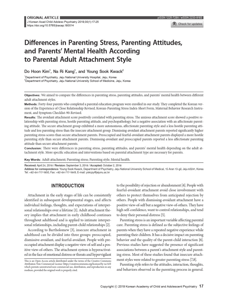 Parenting Stress and Attachment Styles | PDF | Attachment Theory ...