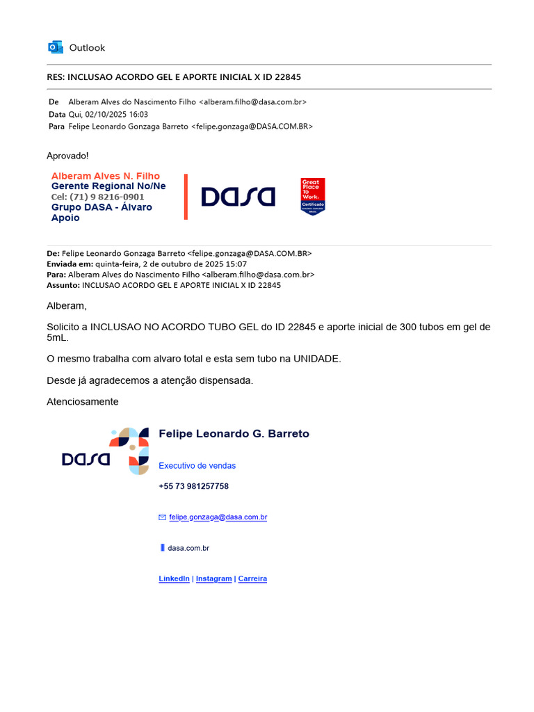 Aprovação Tubo Gel Id 22845 | PDF