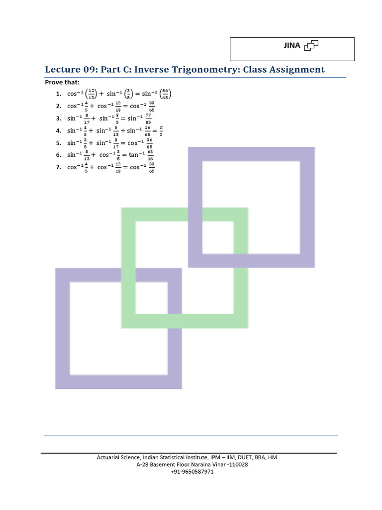 L - 9 Part C Inverse Trigonometry | PDF