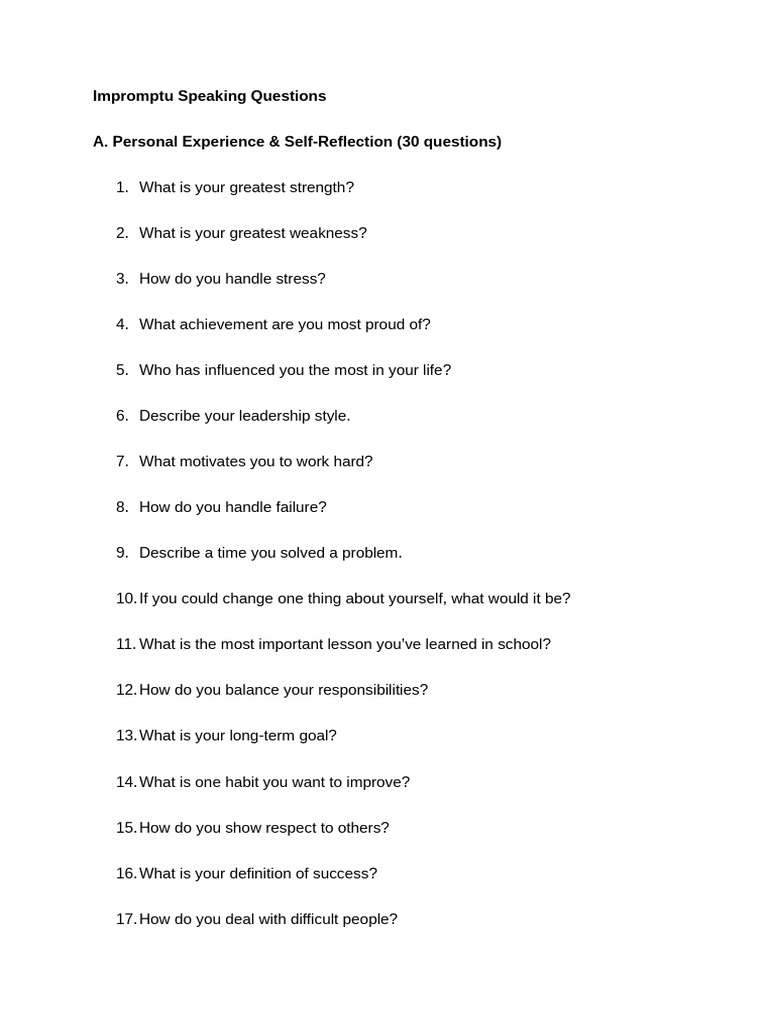 Impromptu Speaking Questions | PDF | Crimes | Crime & Violence
