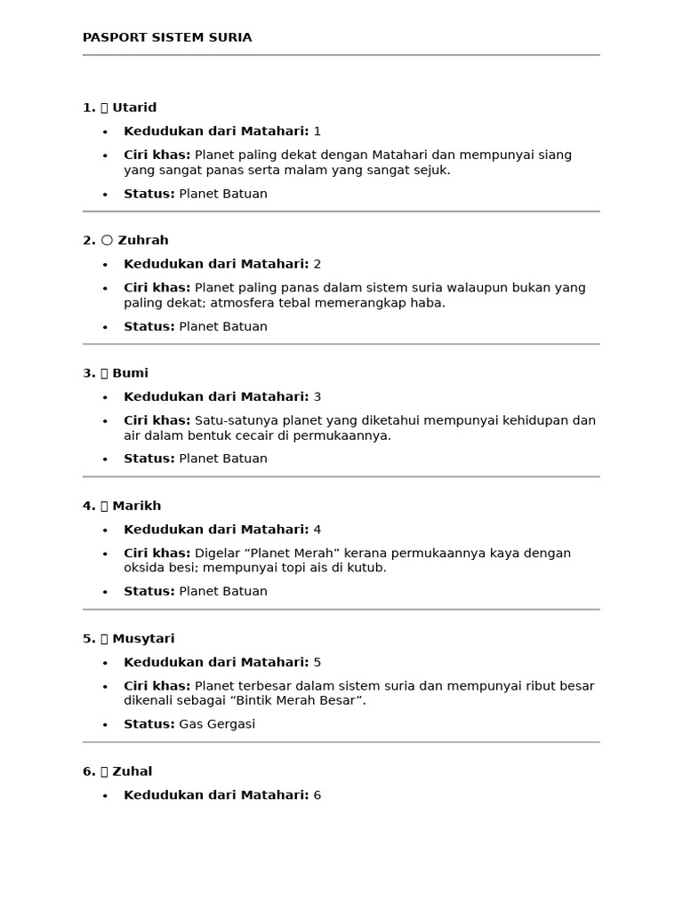 Planet-Planet dalam Sistem Suria | PDF