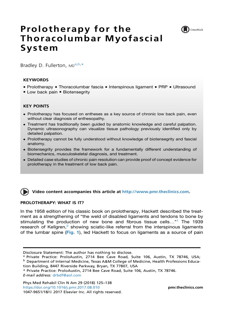 SP 009 Prolotherapy For The Thoracolumbar Myosfascial System (2018 ...